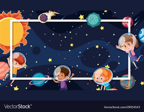 Vector Space Frame Cute Space Frame Japanese Kawaii Cat Stock Vector