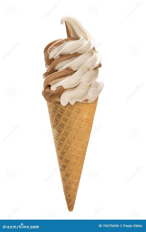 Chocolate Soft Serve Ice Cream In A Wafer Cone Royalty Free Stock