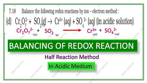 11 Ncert Chemistry Redox Reaction Ion Electron Method Cr2o72 So2