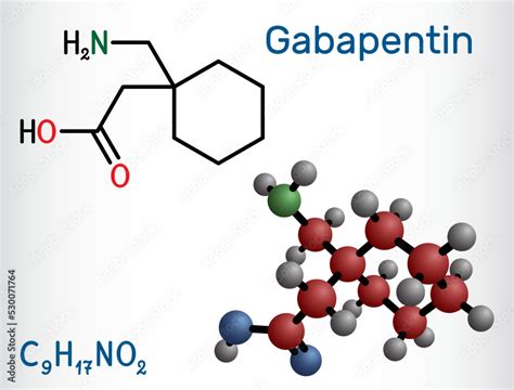 Vecteur Stock Gabapentin Molecule It Is Anticonvulsant Medication
