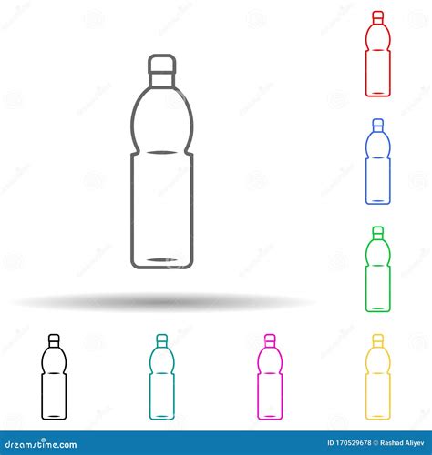 Plastic Oil Bottle Multi Color Style Icon Simple Thin Line Outline