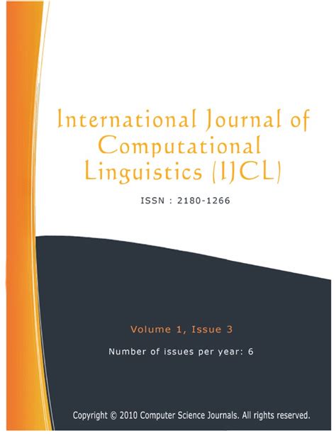 International Journal Of Computational Linguistics Ijcl Volume 1 Issue 3 Academic