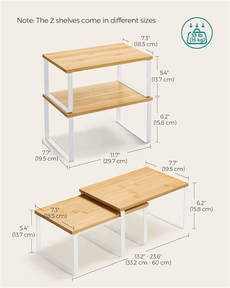 Songmics 2 Pack Cabinet Organizer Shelf Kitchen Counter Shelves