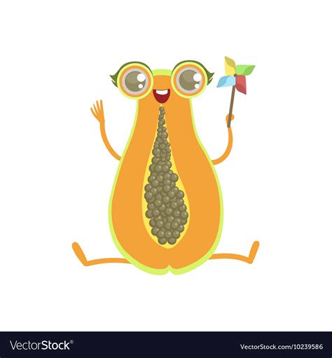 Papaya Girly Cartoon Character Royalty Free Vector Image