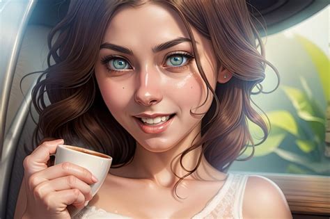 Premium Ai Image A Young Manga Anime Girl Getting High With A Coffee
