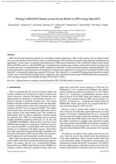 PDF Porting LASG IAP Climate System Ocean Model To Gpus Using OpenAcc
