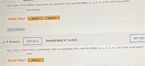 Solved How Many Three Letter Sequences Are Possible That Use