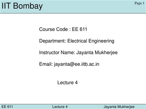 Ppt Iit Bombay Course Code Ee 611 Department Electrical