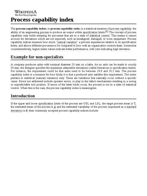 process capability index pdf statistics business process