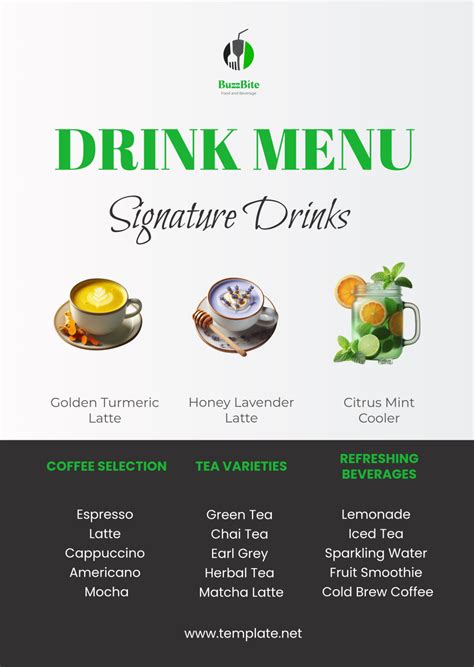 Free Elegant Drink Menu Template To Edit Online