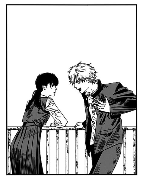 An Anime Scene With Two People Sitting On A Fence And One Person Standing Next To The Railing