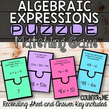 Algebraic Expressions Matching Game By Thriving Teacher Inc TPT