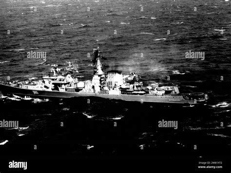 An Aerial Port Quarter View Of A Soviet Kara Class Guided Missile