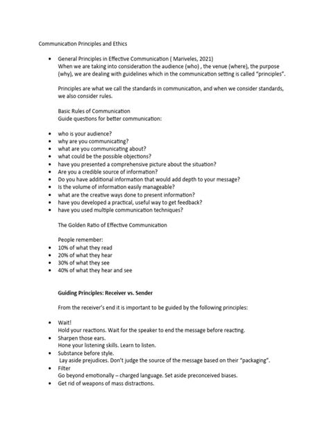 Communication Principles And Ethics Pdf Communication Nonverbal Communication
