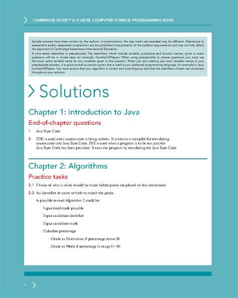 Igcse Compsci 2nd Ed Java Solutions And Programming Concepts Studocu