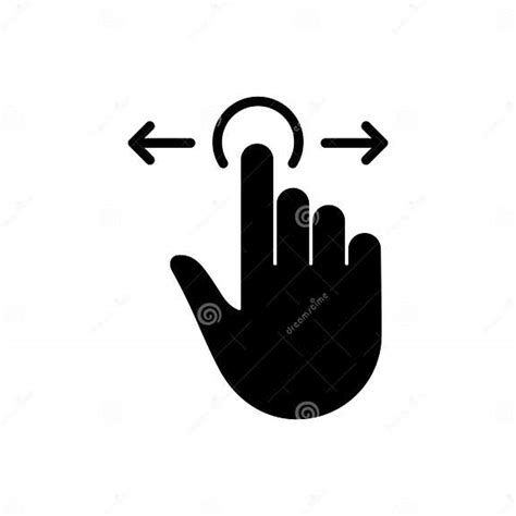 Swipe Gesture Hand Cursor Of Computer Mouse Black Silhouette Icon Pointer Finger Glyph