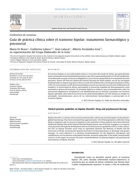 Pdf Guía De Práctica Clínica Sobre El Trastorno Bipolar Tratamiento