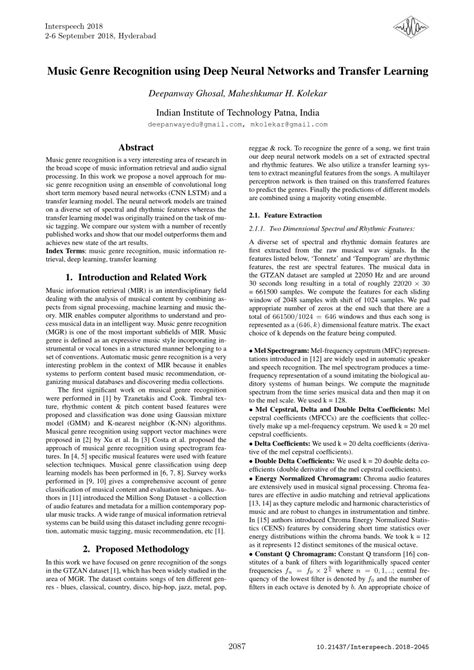 Pdf Music Genre Recognition Using Deep Neural Networks And Transfer Learning