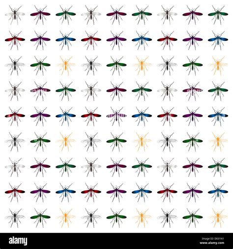 a seamless repeating pattern design with mosquito bug in colors stock