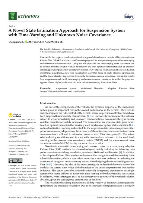 PDF A Novel State Estimation Approach For Suspension System With Time