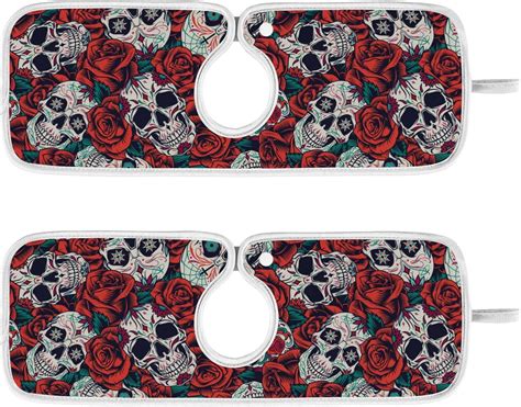 Dreamtimes Halloween Sugar Skulls Sink Splash Guard For Faucet 2 Packs