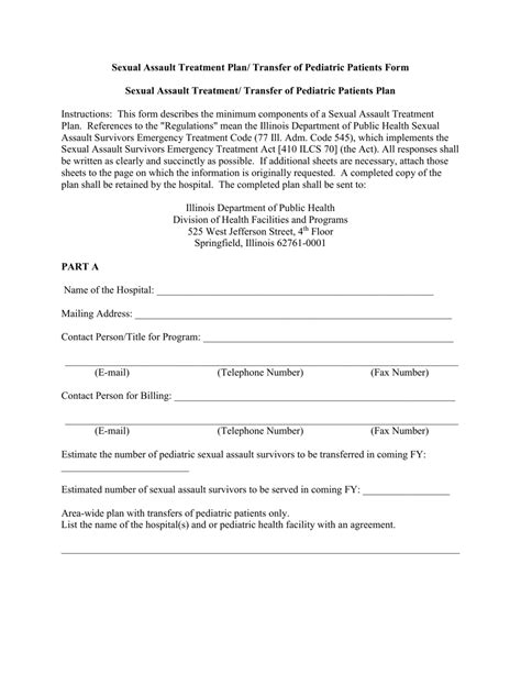 Illinois Sexual Assault Treatment Plan Transfer Of Pediatric Patients