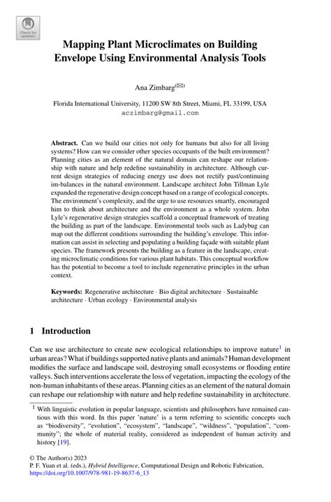 Pdf Mapping Plant Microclimates On Building Envelope Using Environmental Analysis Tools