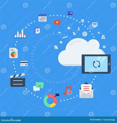 Cloud Computing Data Transfer And Synchronization Stock Illustration