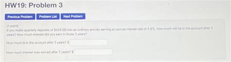 Solved Hw19 Problem 3 Previous Problem Problem List Next