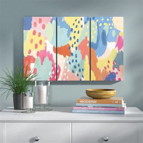 Viv Rae™ Knowle Bright Life Abstract Colors 3 Piece Print Set Wayfair