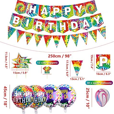 Tie Dye Party Supplies Happy Birthday Banner Pennant Banner Tie Dye