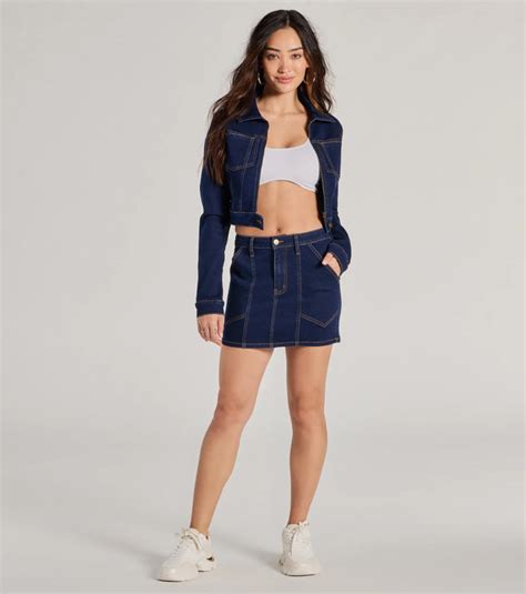 Covetable Cutie High Rise Denim Mini Skirt And Windsor