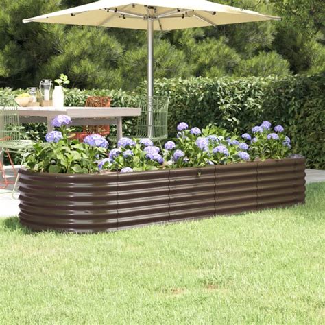 DIOCHE Jardinière de jardin Acier enduit de poudre 224x80x36 cm Marron