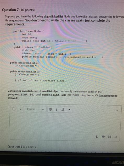 Solved Question 7 10 Points Suppose You Have The Following