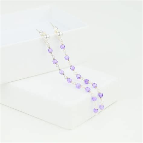 Simple Dangle Earrings Purple Stud Earrings Silver Gold Etsy