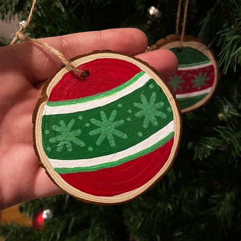 Hand Painted Ornament Wood Slice Ornament Etsy