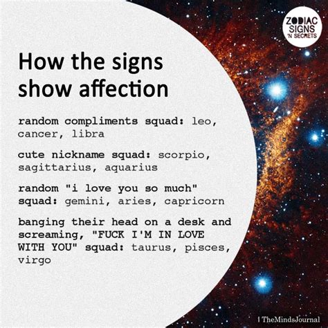 How The Zodiac Signs Show Affection Zodiac Memes