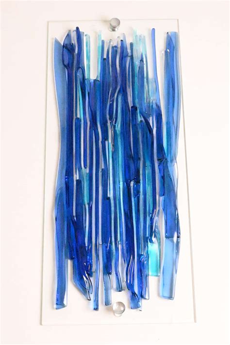 Custom Order Blue Glass Wall Art Ocean Art Vertical Wall Art Coastal