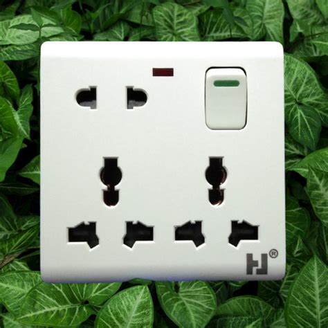 Electric 8 Pin Wall Multi Socket With Indicator 3 Pin Double And 2 Pin With Switch Bd