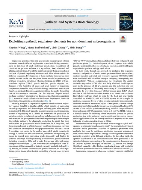 Pdf Exploiting Synthetic Regulatory Elements For Non Dominant Microorganisms