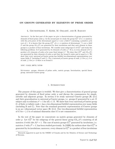 Pdf On Groups Generated By Elements Of Prime Order