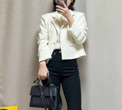 트위드 자켓 코디 여성스러운 블라우스 쇼핑몰 뉴트럴무드 네이버 블로그