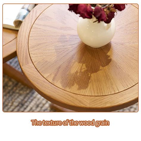 2 Piece Modern Farmhouse Nesting Coffee Table Set Stylish Round Wooden