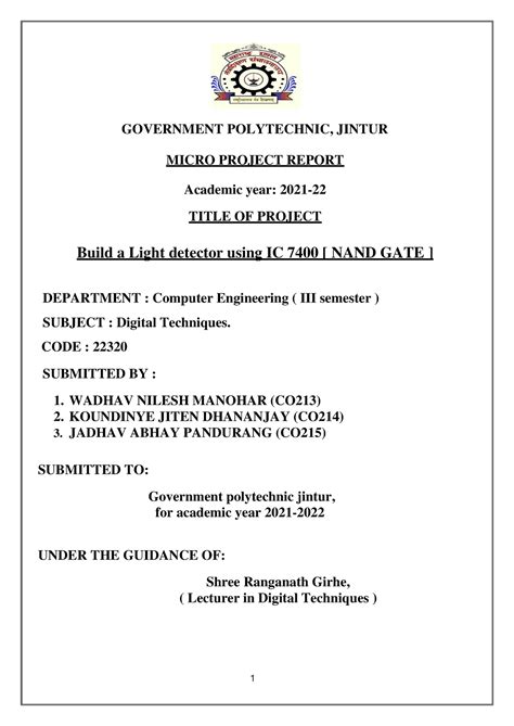 Dte Microproject Converted Government Polytechnic Jintur Micro