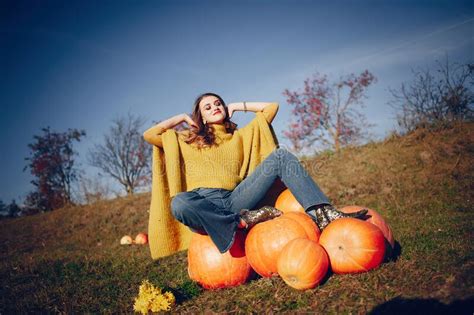 Cute Girl Have A Rest In A Autumn Park Stock Image Image Of Nature