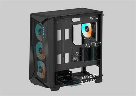 Gigabyte C301 Glass Black Mid Tower Pc Gaming Case Tempered Glass