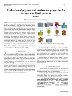Evaluation Of Physical And Mechanical Properties For Evaluation Of Physical And Mechanical