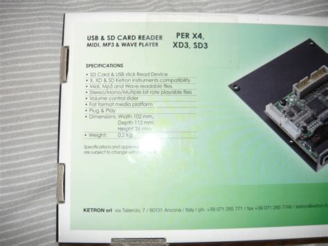 Ketron Usb And Sd Card Reader Midi Mp3 X1 X4 Xd3 Xdp Sd3 Sd5 Sd8