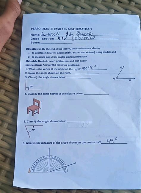PERFORMANCE TASK 1 IN MATHEMATICS 4 Score StudyX