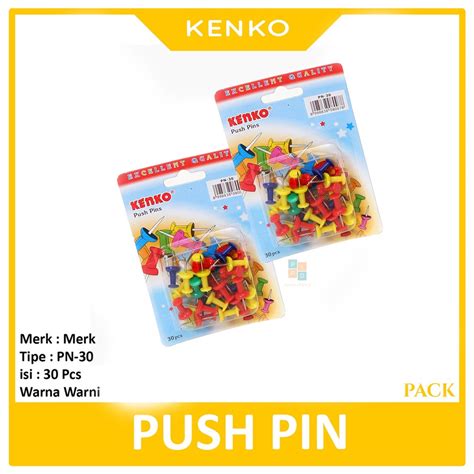 Jual KENKO Push Pin PN 30 Warna Paku Penanda Kertas Pack Shopee